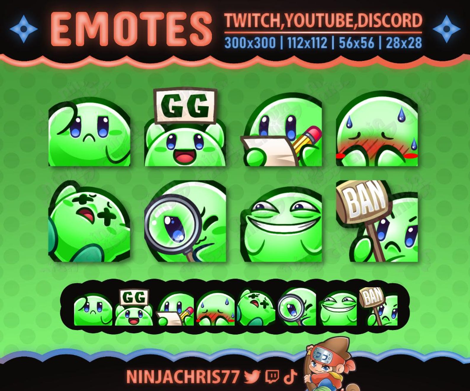 Green Kirby Emote Set #2 | 8 Emotes for Twitch, Youtube, Kick & Discord ...