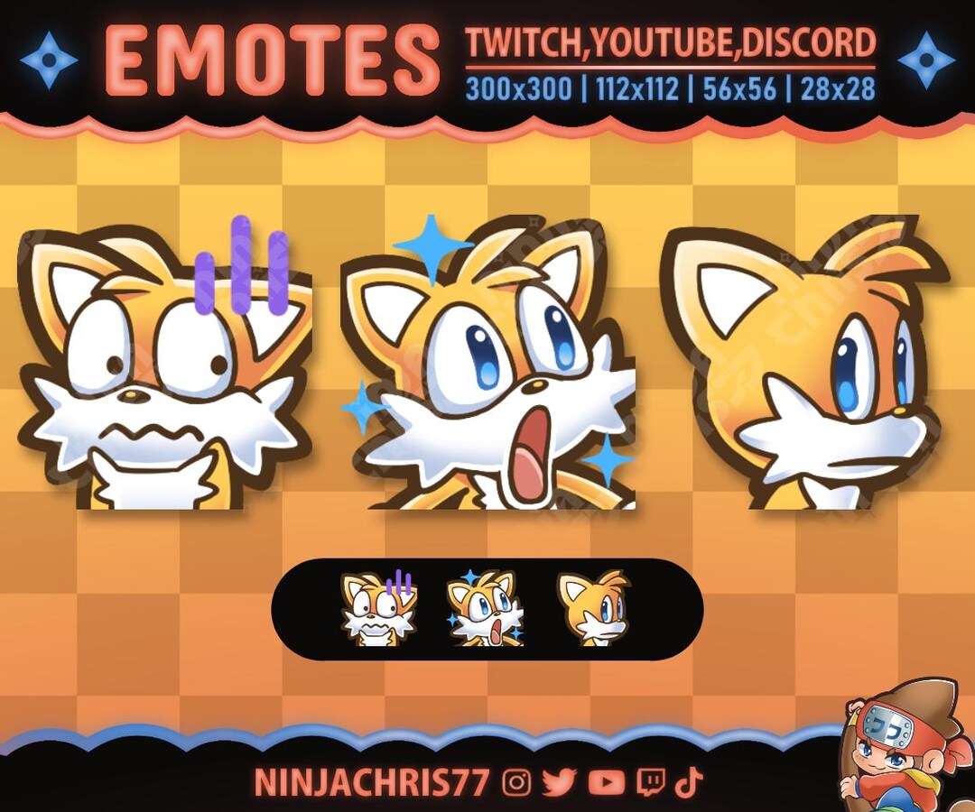 Tails Emote Set Sonic Emotes for Twitch, Youtube, Kick & Discord - Etsy UK