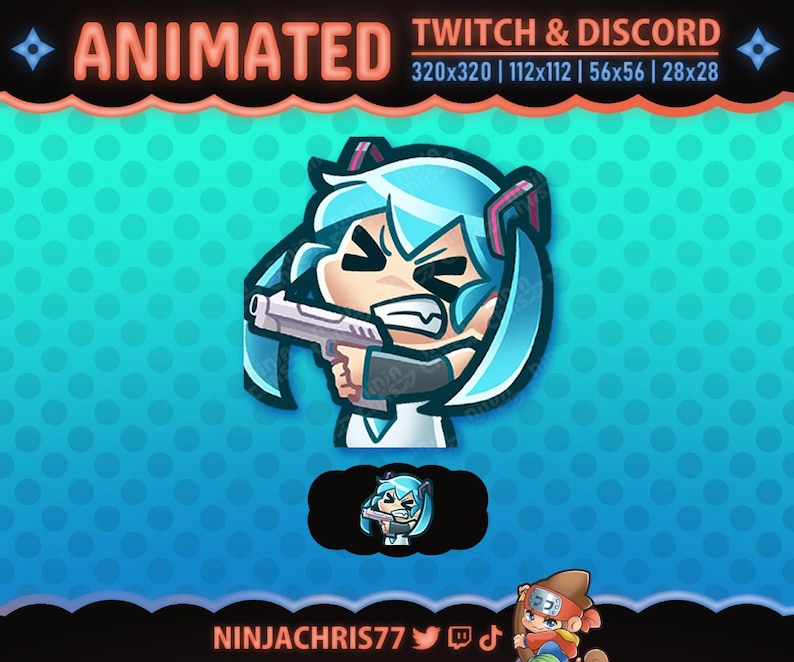 Gun Miku | Animated Emote for Twitch & Discord - Etsy