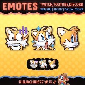 Tails Emote Set | Sonic Emotes for Twitch, Youtube, Kick & Discord - Etsy