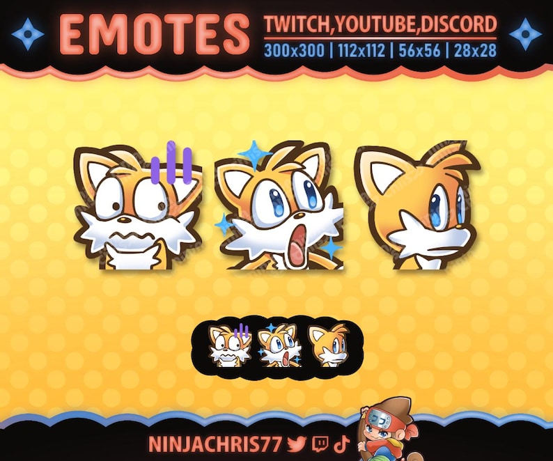 Tails Emote Set | Sonic Emotes for Twitch, Youtube, Kick & Discord - Etsy