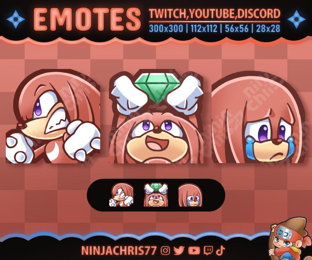 Knuckles Emote Set Sonic Emotes for Twitch, Youtube, Kick & Discord - Etsy