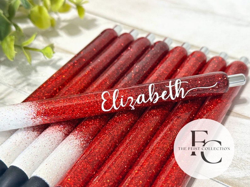 Red Glitter Gel Pens Red Ombre Glitter Pen Candy Apple Pen - Etsy