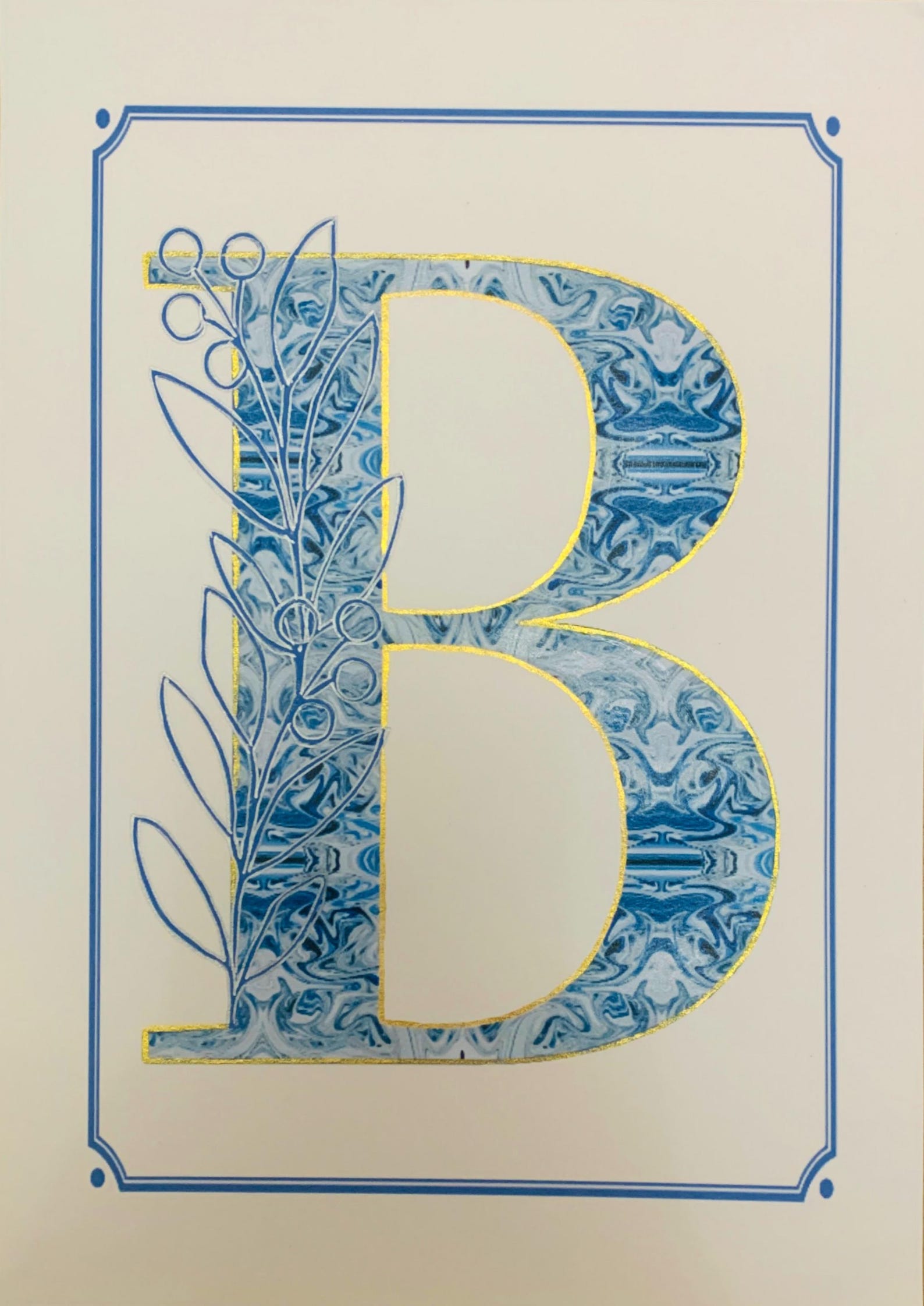 Delft Blue Monogram Letter B - Hand Finished With Gold and Silver ...