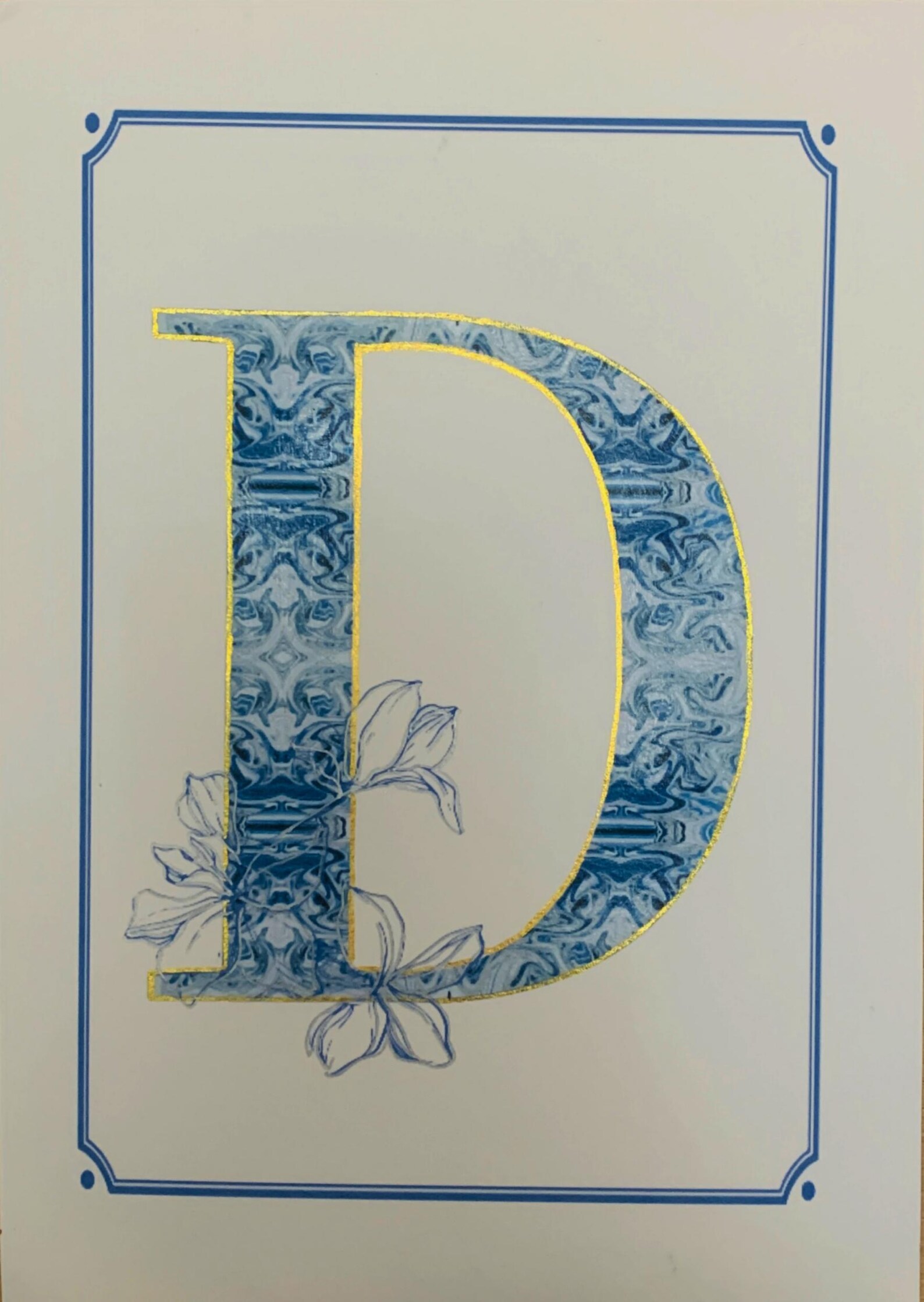 Delft Blue Monogram Letter B - Hand Finished With Gold and Silver ...