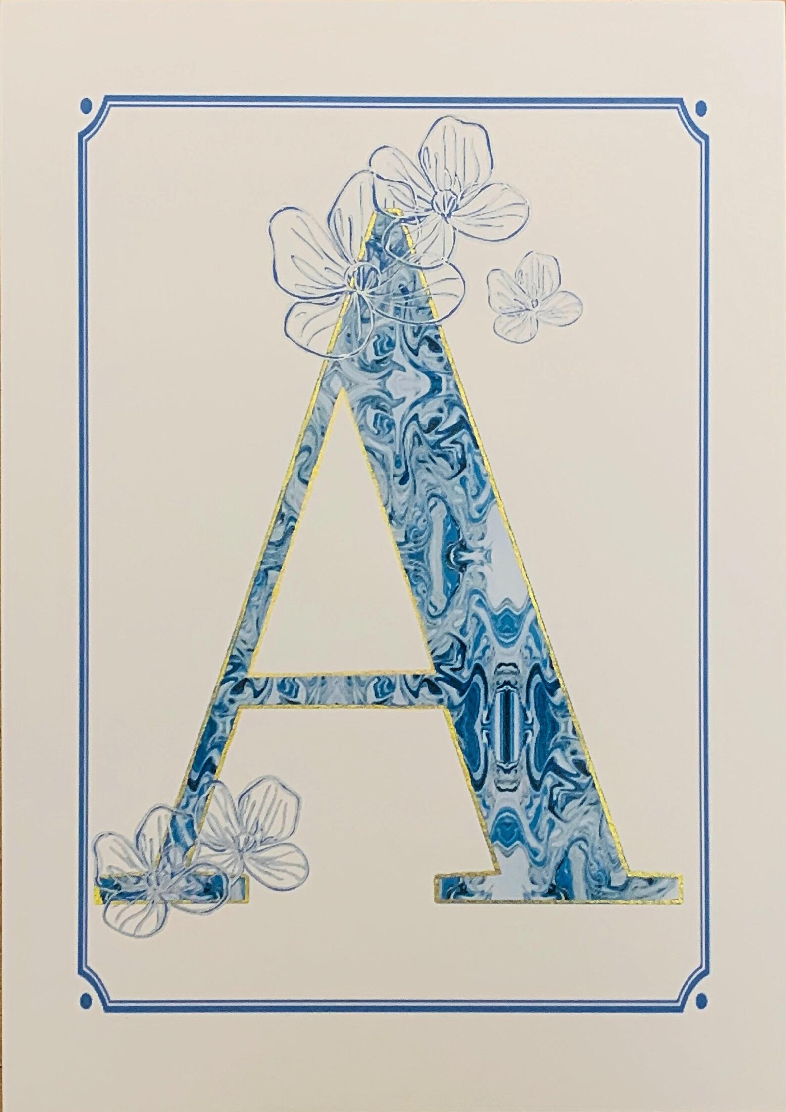 Delft Blue Monogram Letter B - Hand Finished With Gold and Silver ...