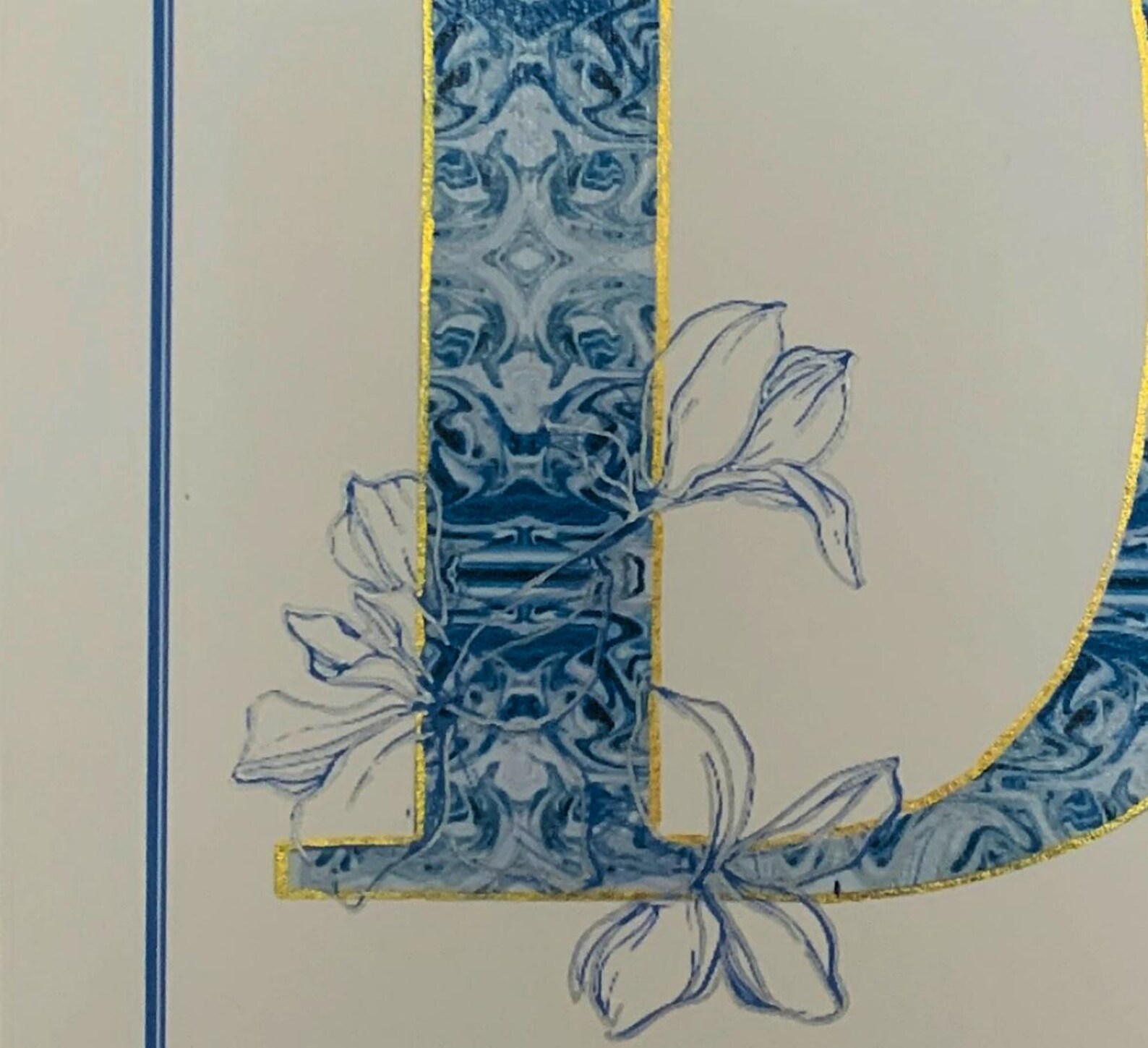 Delft Blue Monogram Letter D - Hand Finished in Gold and Silver ...