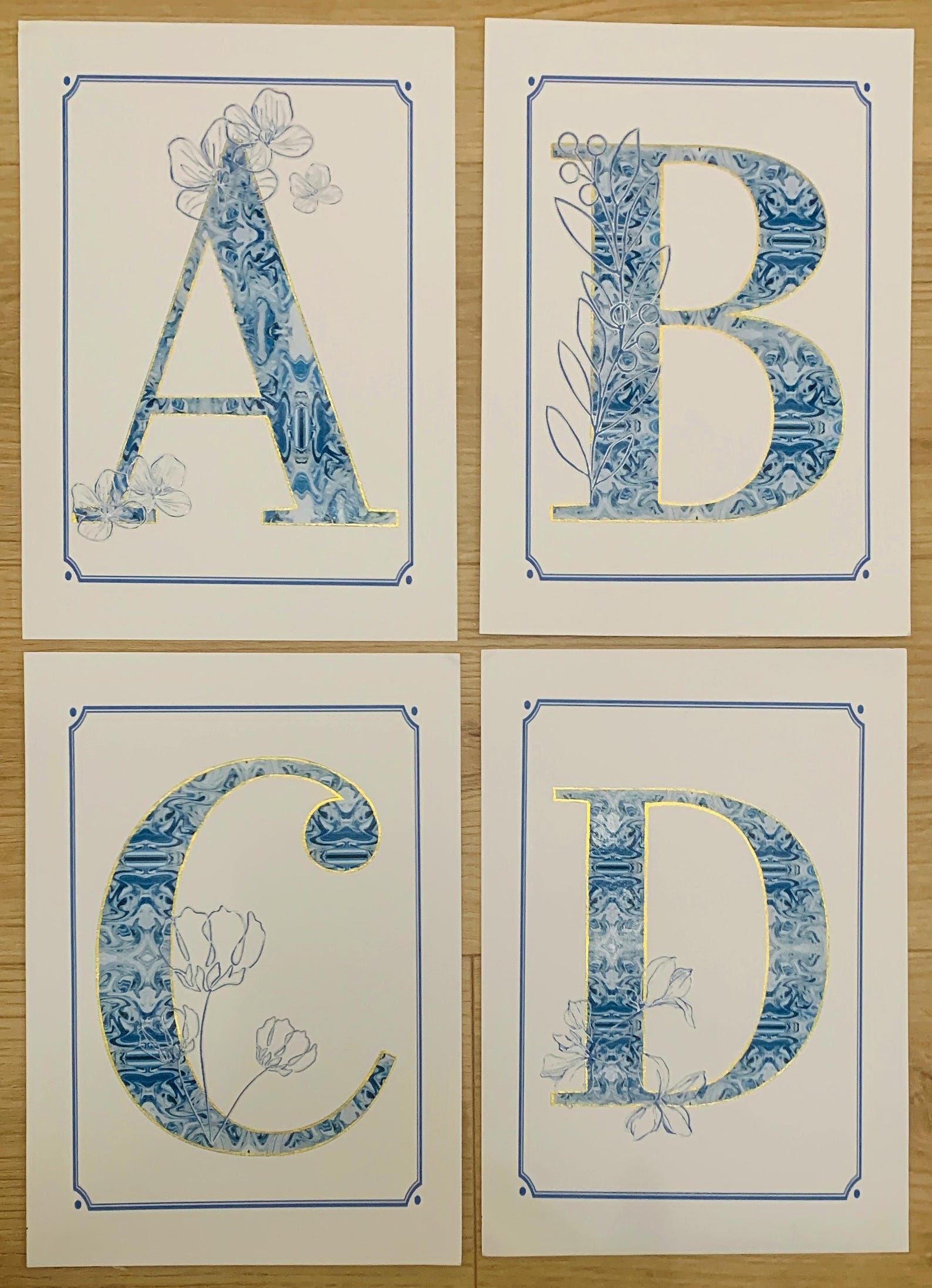 Delft Blue Monogram Letter B - Hand Finished With Gold and Silver ...