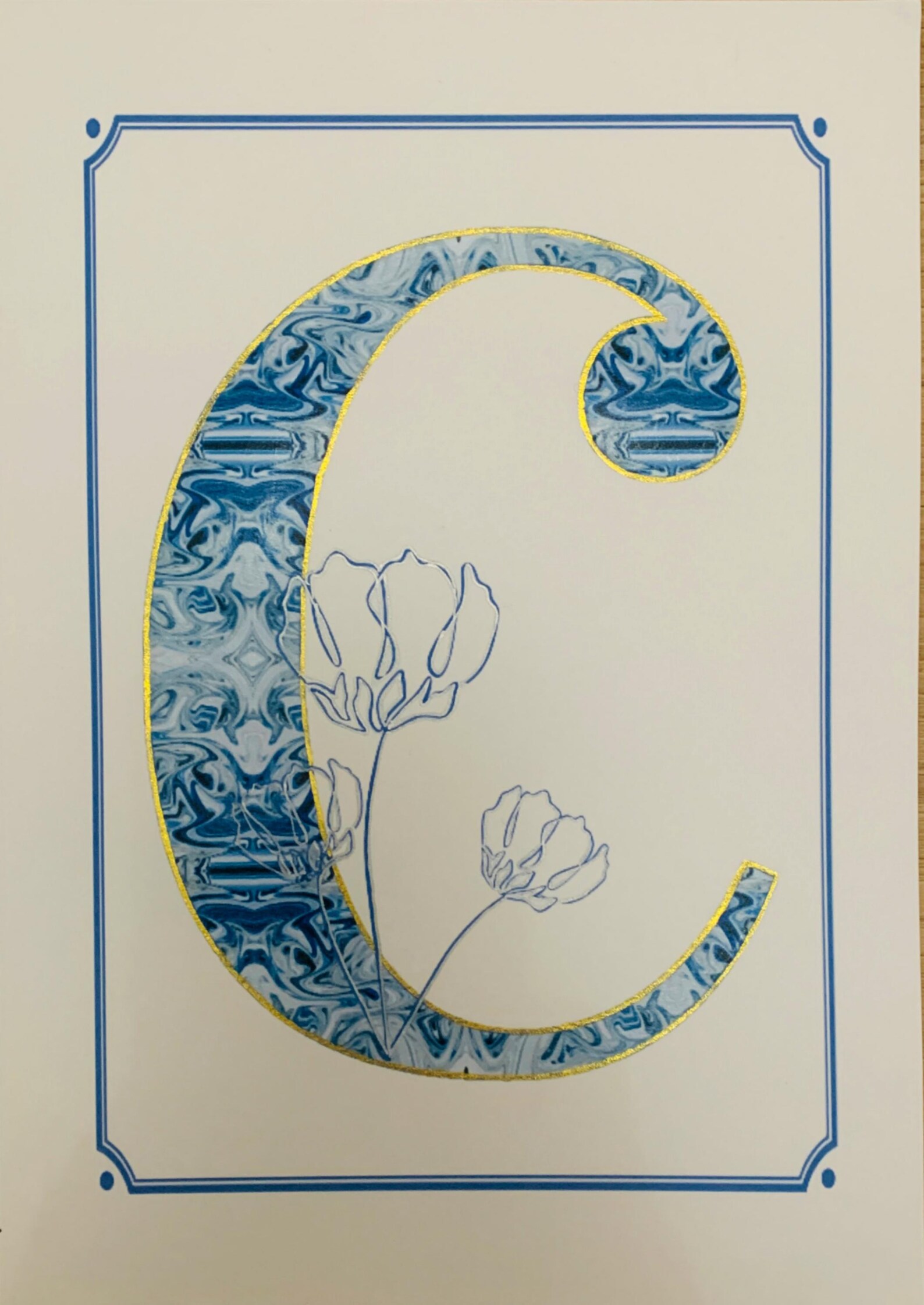 Delft Blue Monogram Letter B - Hand Finished With Gold and Silver ...