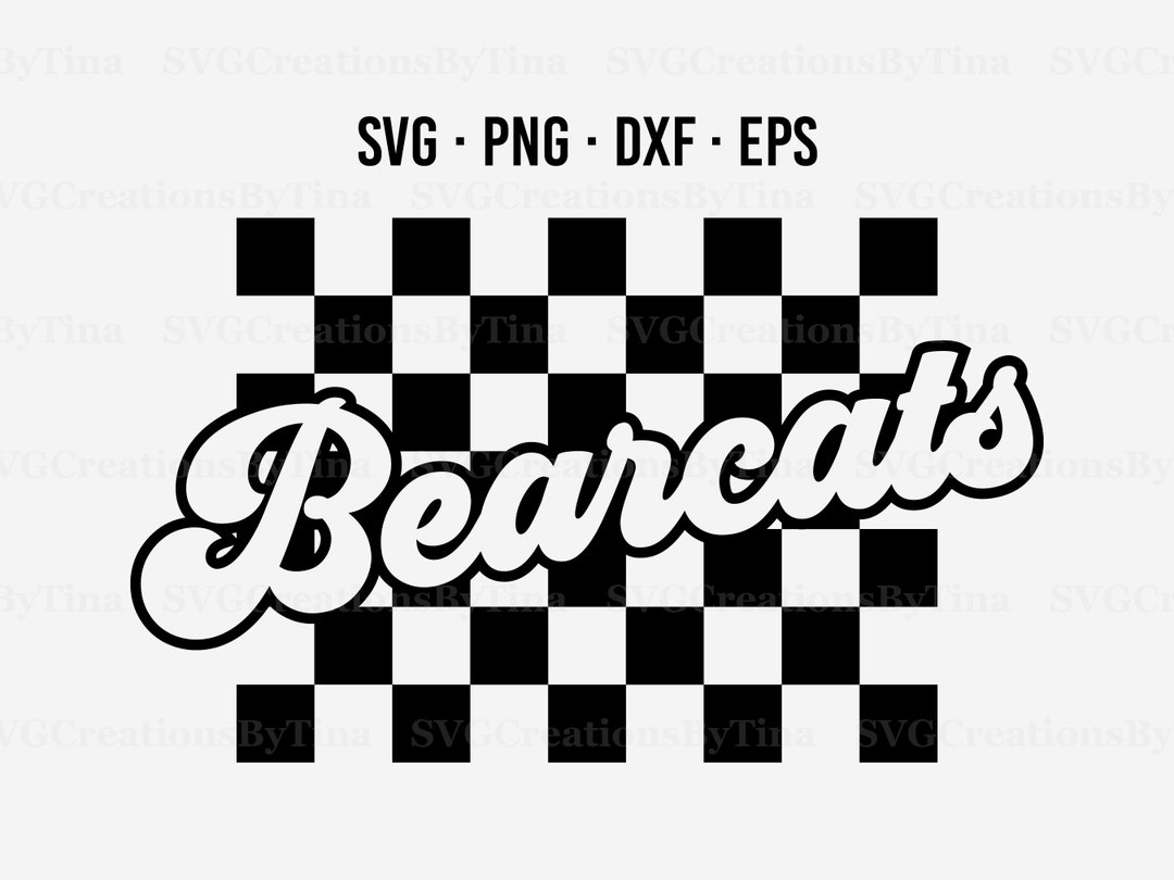 Bearcats Mascot Retro Checkered Svg Png Eps Dxf, School Mascot, Team ...
