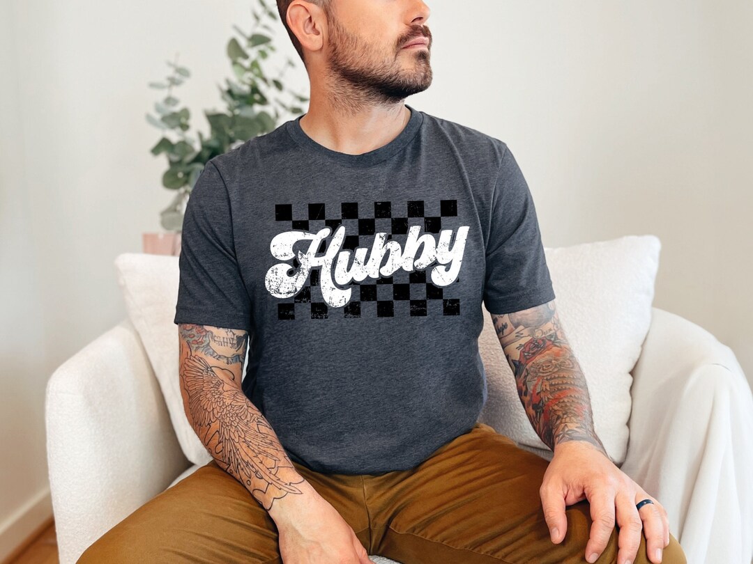 Retro Hubby Checkered PNG Black and White, Trendy Aesthetic Shirt ...