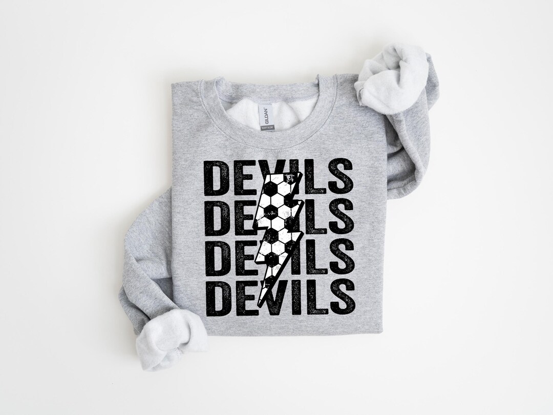 Devils Soccer Distressed Lightning Bolt PNG Sublimation File, Stacked ...