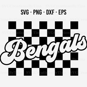 Bengals Mascot Retro Checkered Svg Png Eps Dxf, School Mascot, Team ...