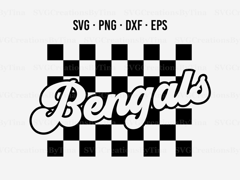 Bengals Mascot Retro Checkered Svg Png Eps Dxf, School Mascot, Team ...