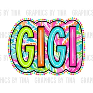 Gigi Bright Paisley Floral PNG File, Neon Png, Doodle Letters, Trendy ...