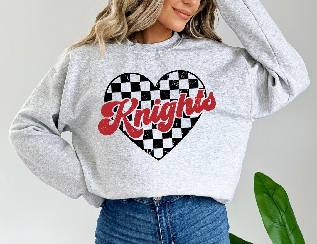 Knights Retro Valentine's Mascot Checkered Heart PNG Sublimation File ...