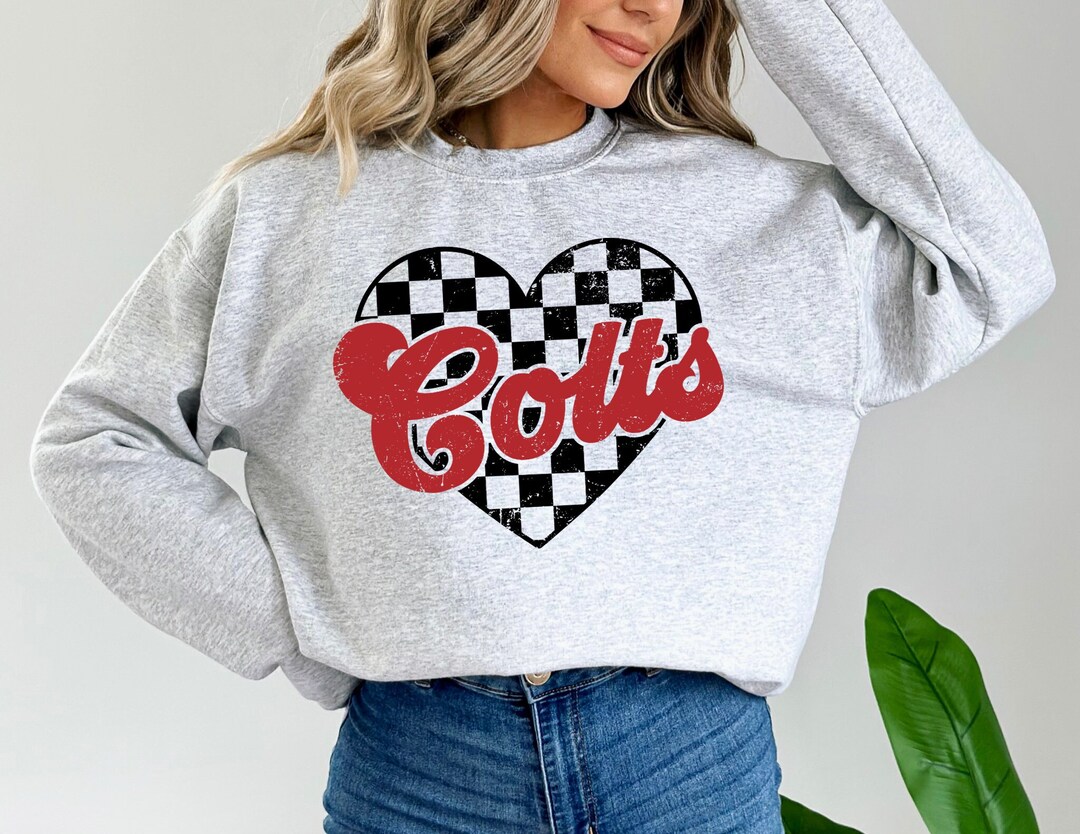 Colts Retro Mascot Checkered Heart PNG Sublimation File, Black and Red ...