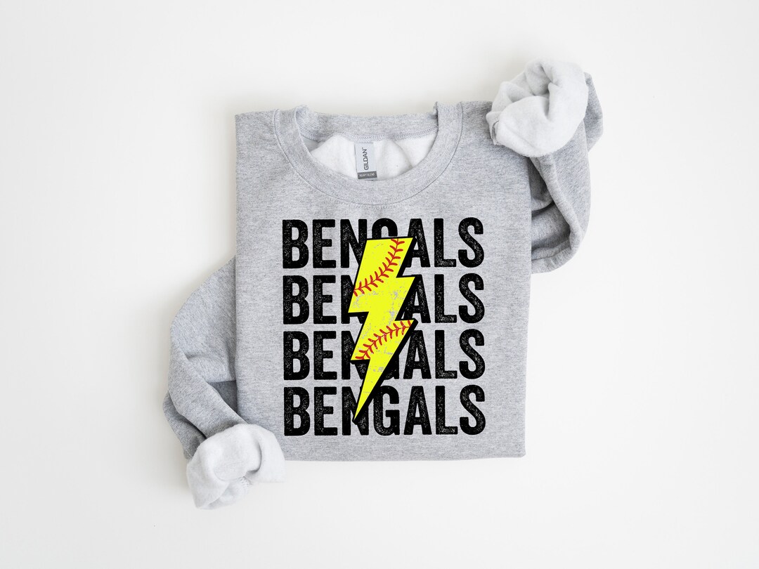 Bengals Softball Distressed Lightning Bolt PNG Sublimation File ...