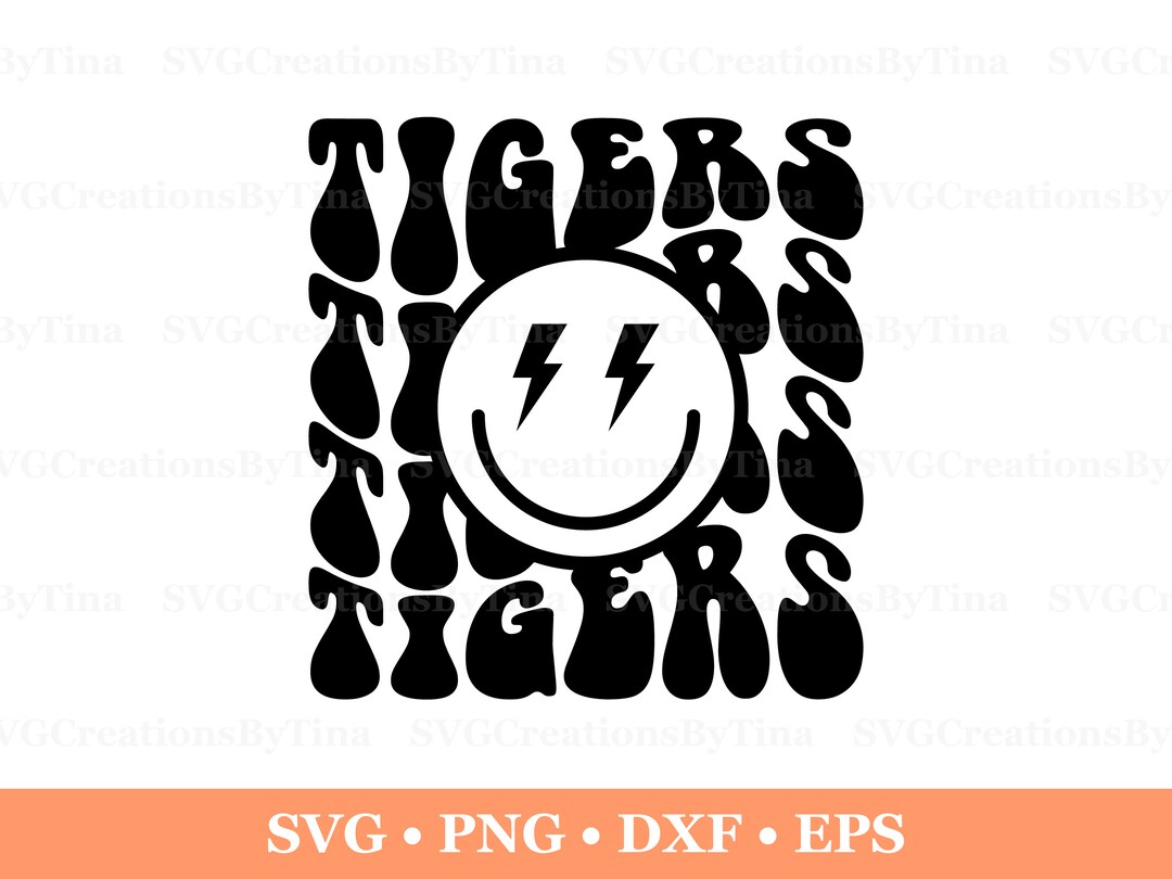 Tigers Retro Wavy Mascot Svg Png Eps Dxf, School Mascot, Team Mascot ...
