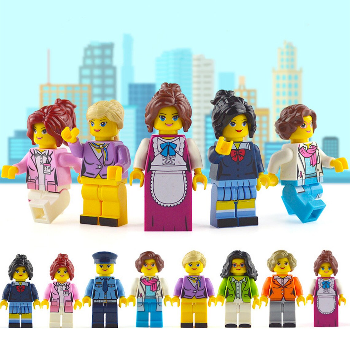 Bulk 8 City Minifigures Community City Building Block Bricks - Etsy