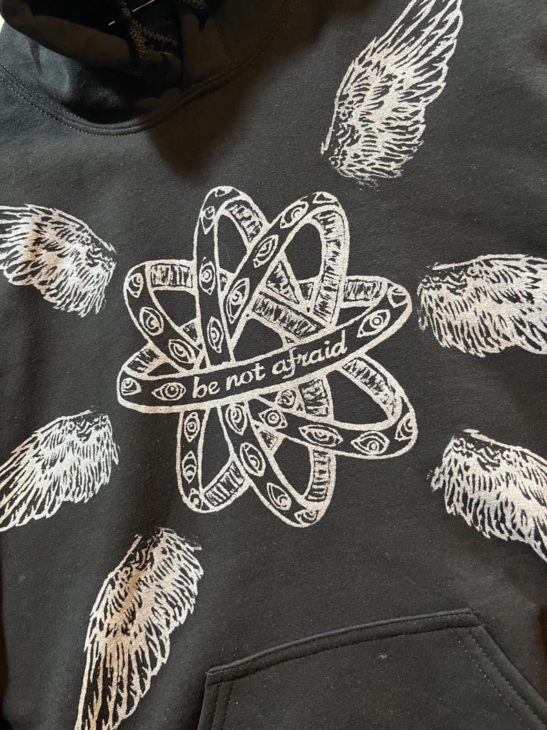Biblically Accurate Angel Hoodie: Hand-printed Eye & Wing Design - Etsy