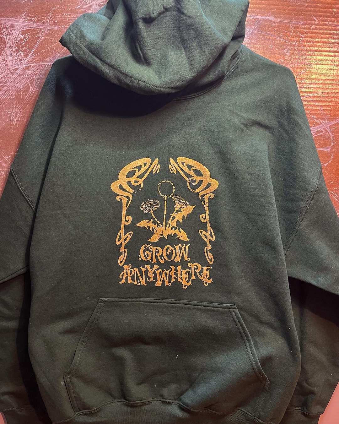 Grow Anywhere - Dandelion Hooded Sweatshirt Forest Green - Made to ...