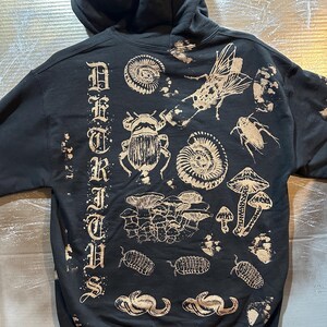 Hand Printed Insect Bug Detritus Mushroom Hoodie: Rose Gold Ink - Etsy