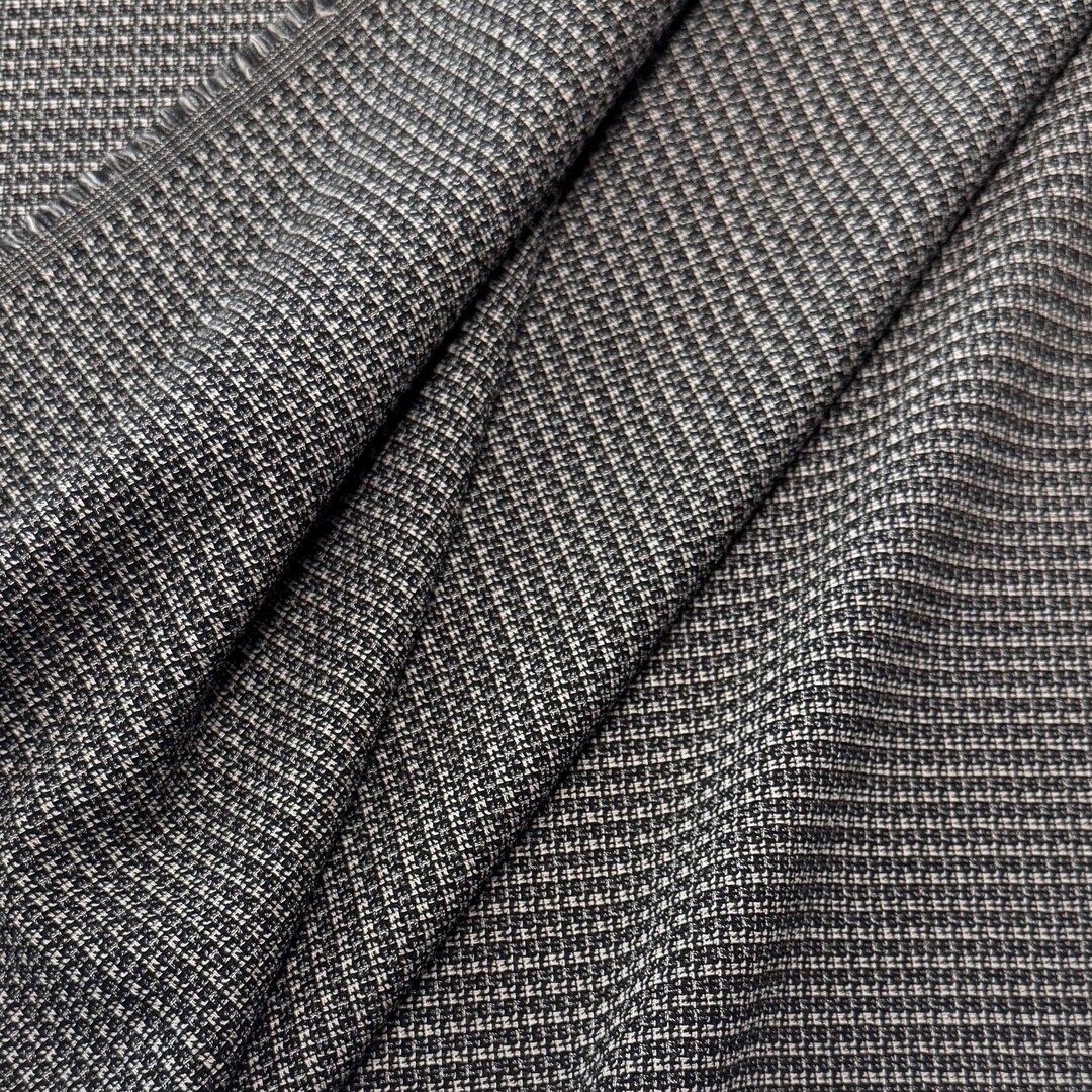 Stretch Virgin Wool Fabric in Black and Cream Fine Wool Fabric With a ...