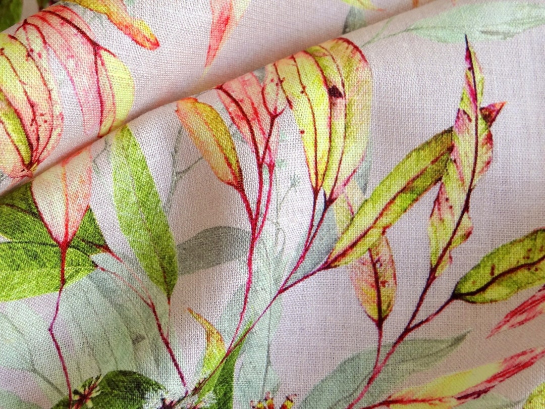 100 Cm Remaining Piece of Linen Fabric With Viscose and Leaf - Etsy