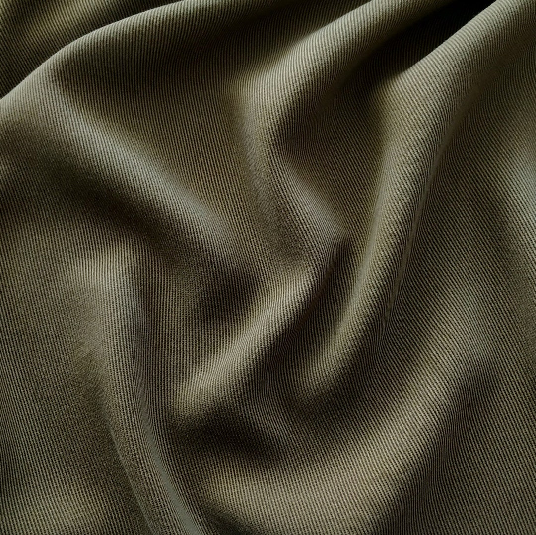 Lyocell Gabardine in Olive Green - Italian Fabric in Used Look for ...