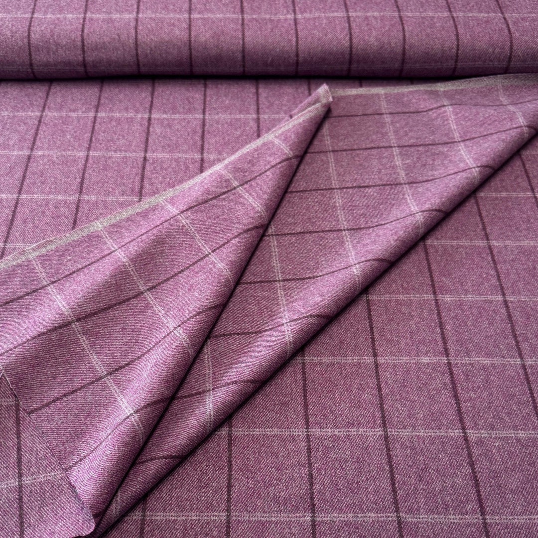 Soft Flannel With Virgin Wool and Check Pattern in Purple and Pink ...