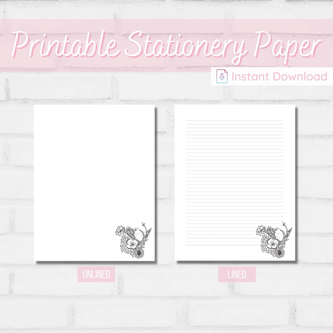 Tropical Bird Coloring Printable Stationery Paper for Letter Writing - Etsy