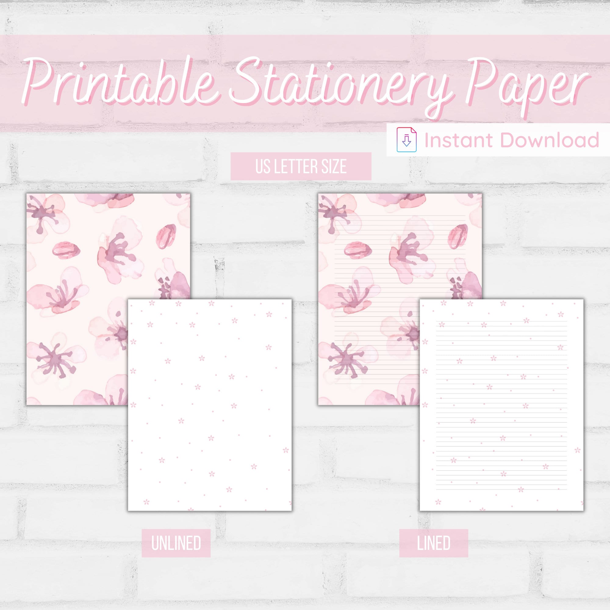 Sakura Printable Stationery Paper 20 Pack for Letter Writing - Etsy