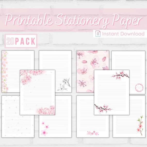 Sakura Printable Stationery Paper 20 Pack for Letter Writing - Etsy