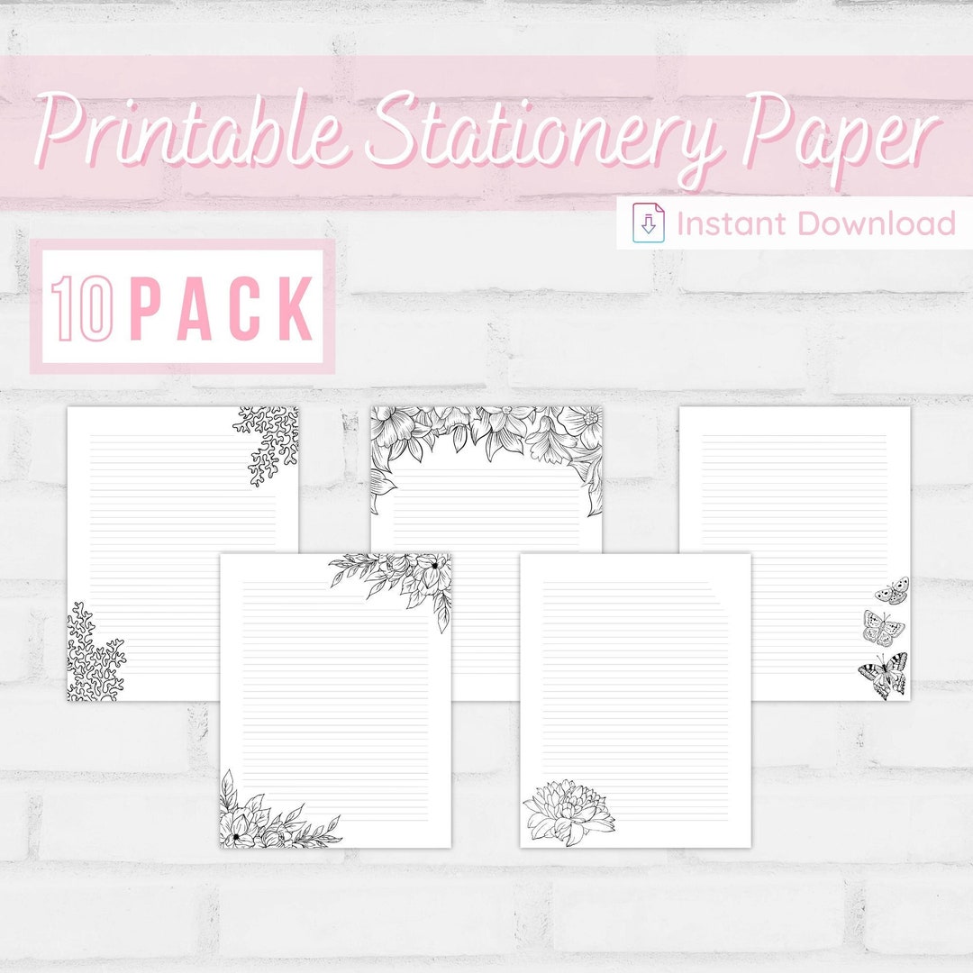 Fun Coloring Printable Stationery Paper 10 Pack for Letter Writing - Etsy