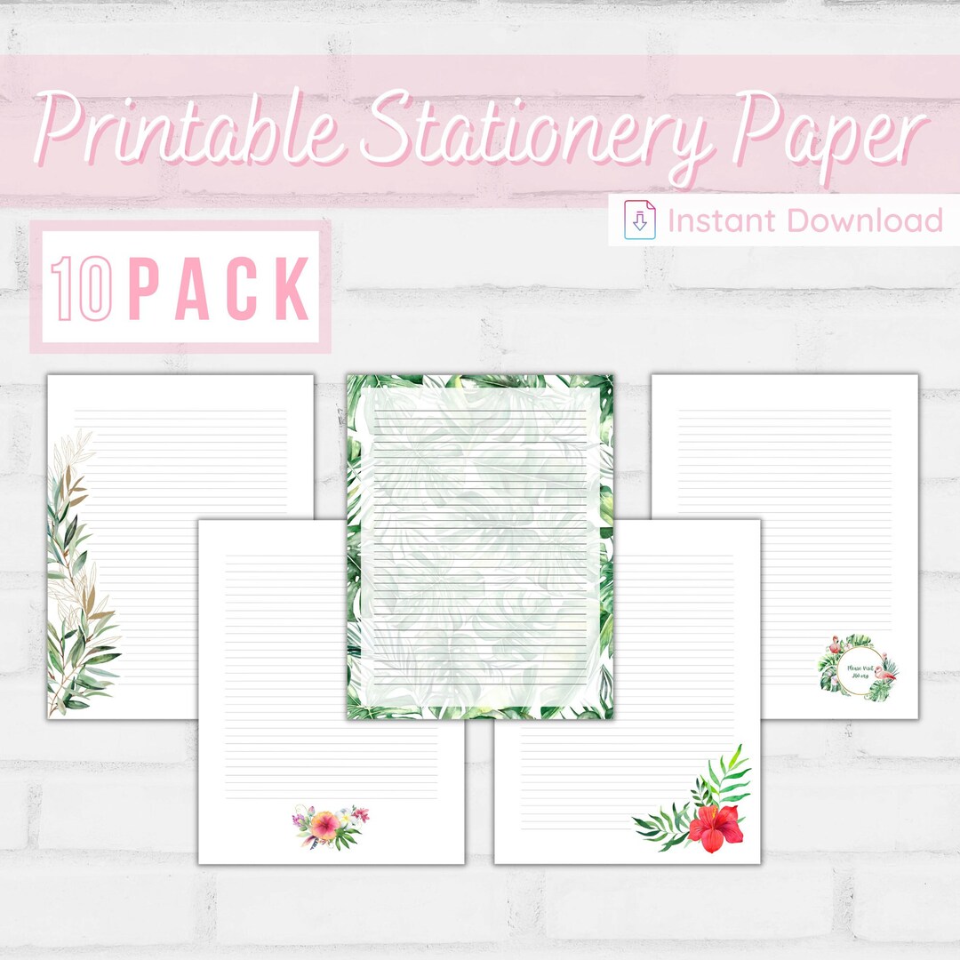 Tropical Version 2 Printable Stationery Paper 10 Pack for Letter ...