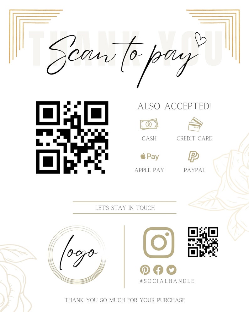 Editable Scan to Pay Sign, Printable Scan to Pay Template, Cash App ...