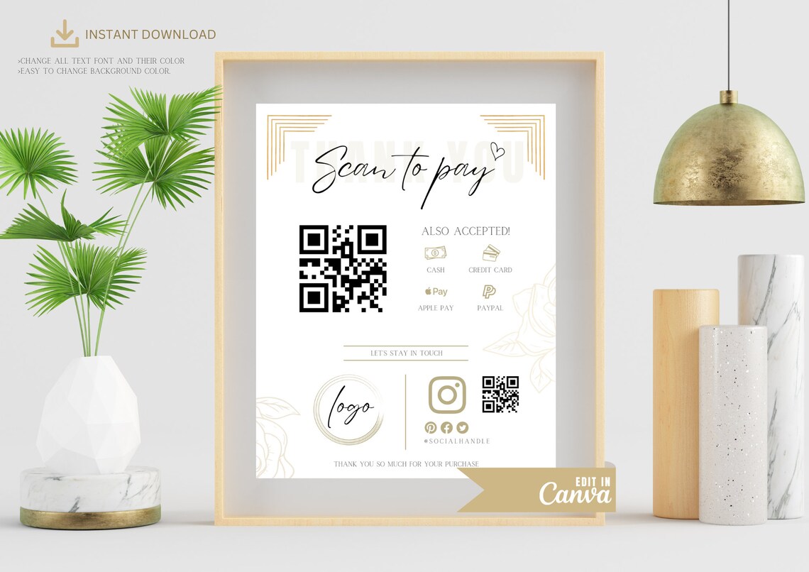 Editable Scan to Pay Sign, Printable Scan to Pay Template, Cash App ...