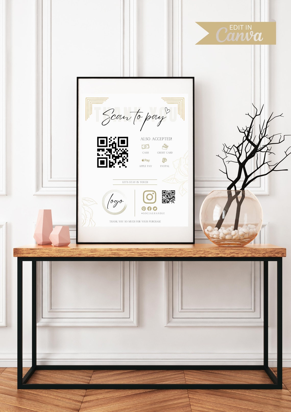 Editable Scan to Pay Sign, Printable Scan to Pay Template, Cash App ...