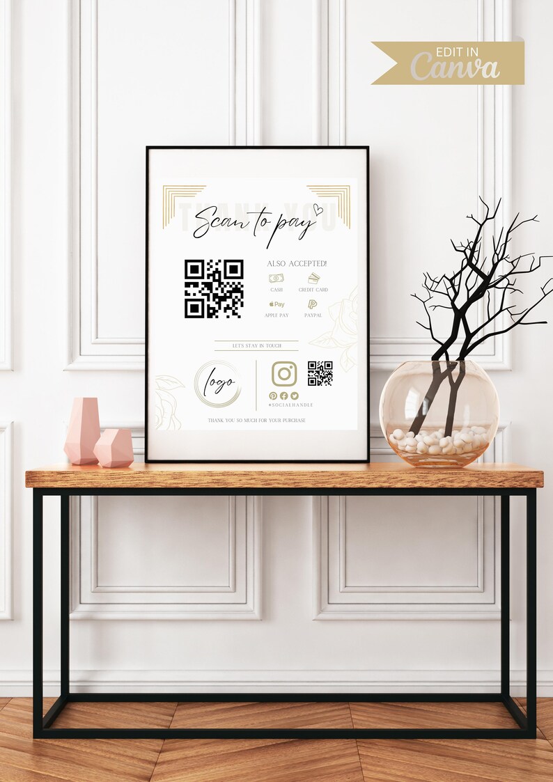 Editable Scan to Pay Sign, Printable Scan to Pay Template, Cash App ...