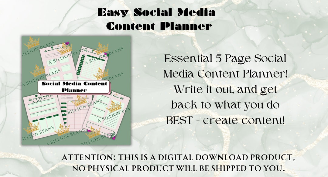 Easy Social Media Content Planner - Etsy
