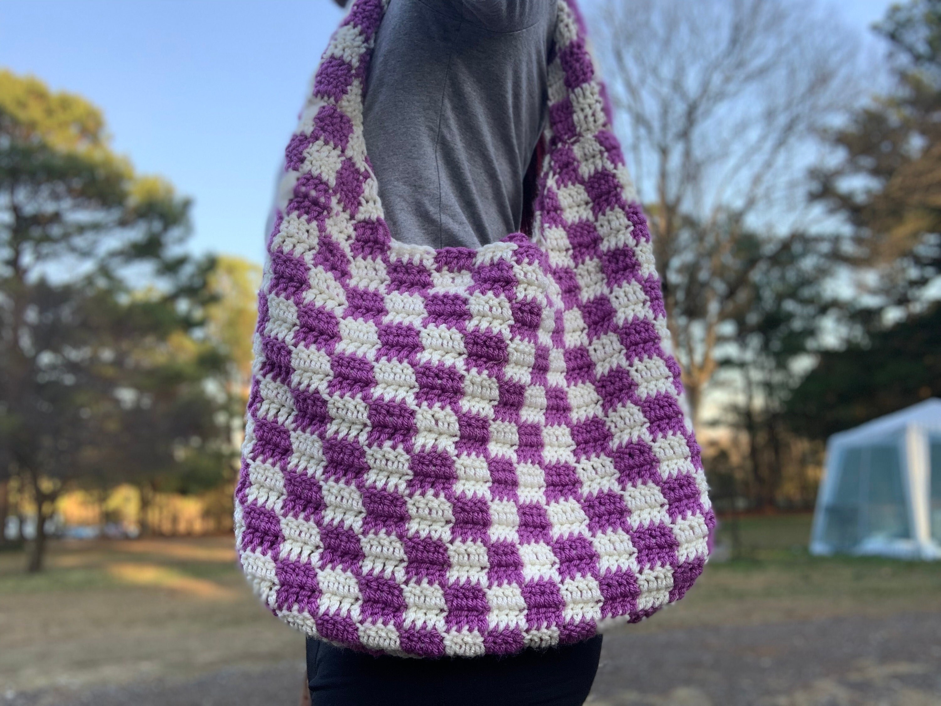 Checkered Crochet Bag | atelier-yuwa.ciao.jp