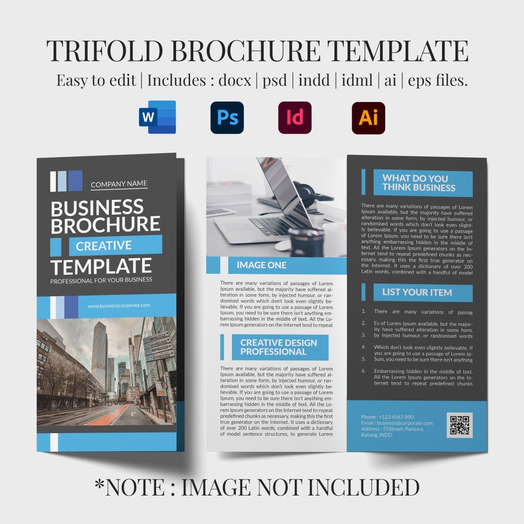 Editable Trifold Brochure Template, Double-sided, Business Flyer ...