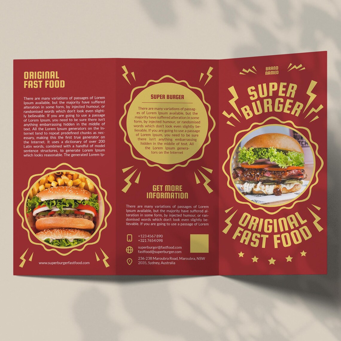 Word | Super Burger Menu (trifold Brochure Template) - Etsy