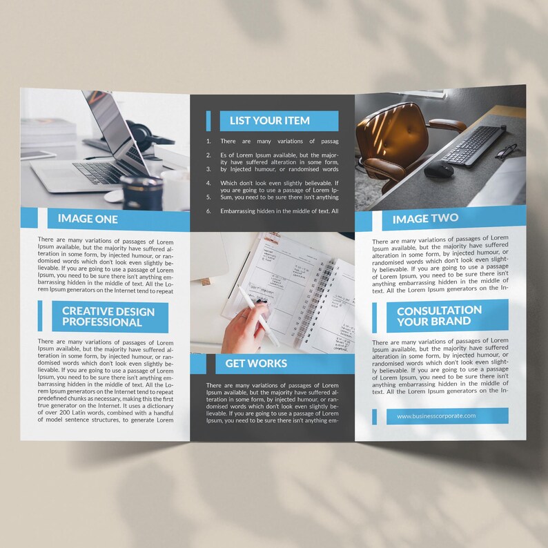 Word | Business Creative Blue (trifold Brochure Template) - Etsy