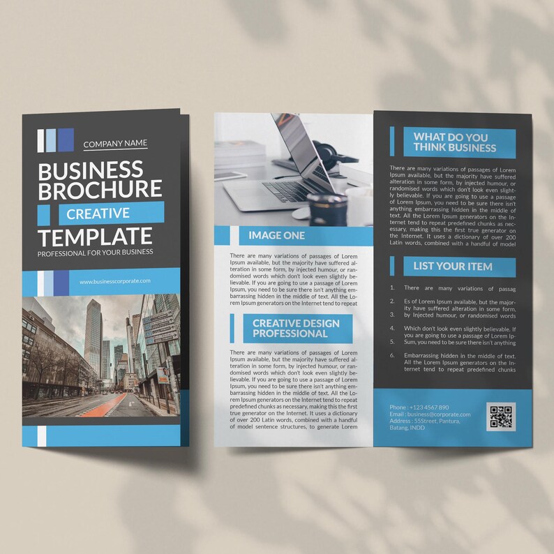Word | Business Creative Blue (trifold Brochure Template) - Etsy