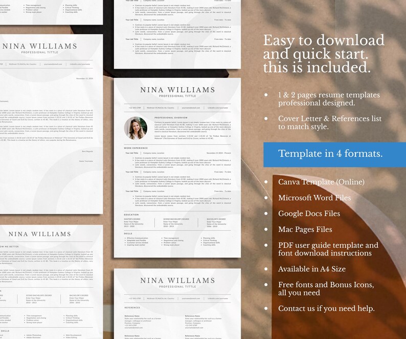 Resume Template Vol 1 | With Photo | Cv Template Canva | Cv Word ...