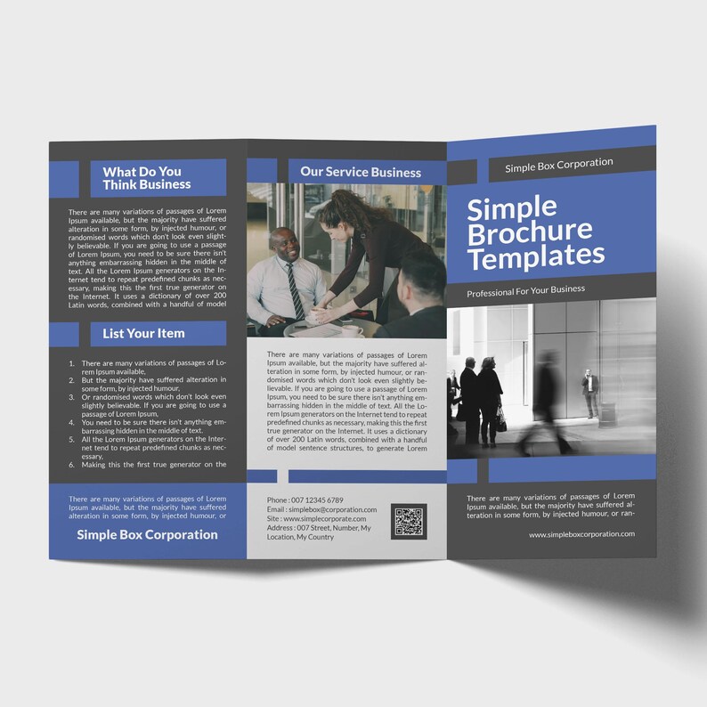 Editable Trifold Brochure Template, Double-sided, Business Flyer ...