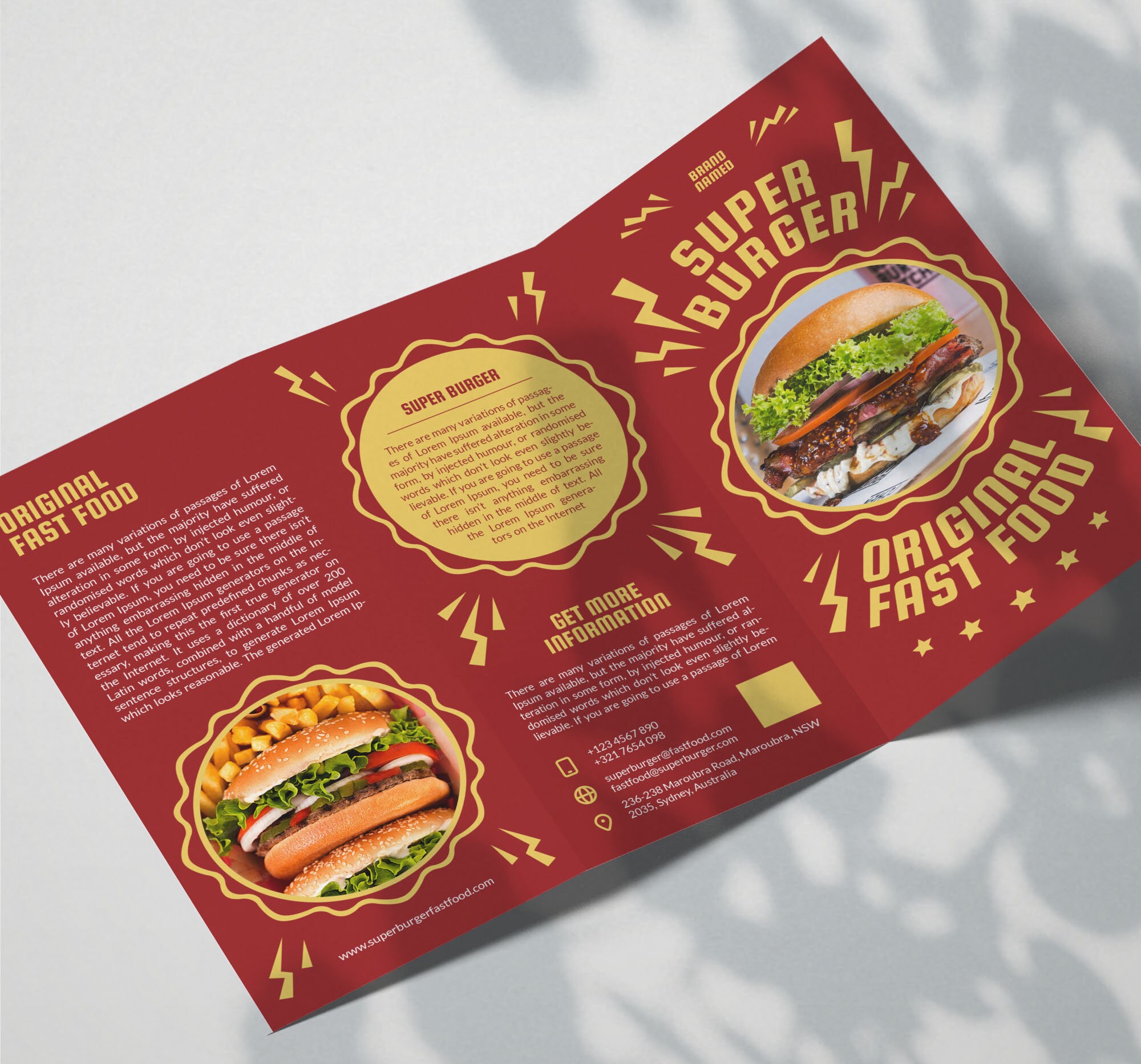 Super Burger trifold Brochure Template - Etsy