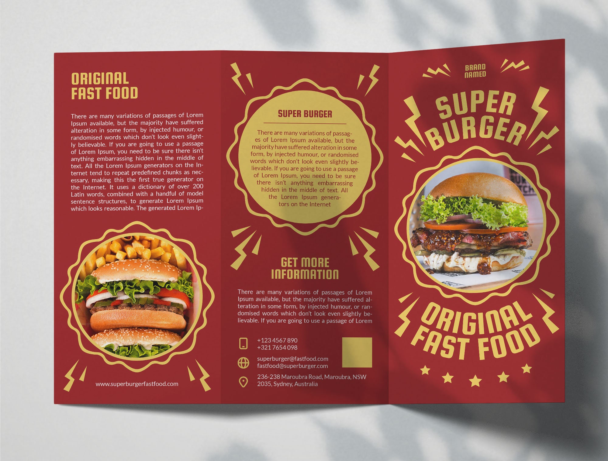 Super Burger trifold Brochure Template - Etsy